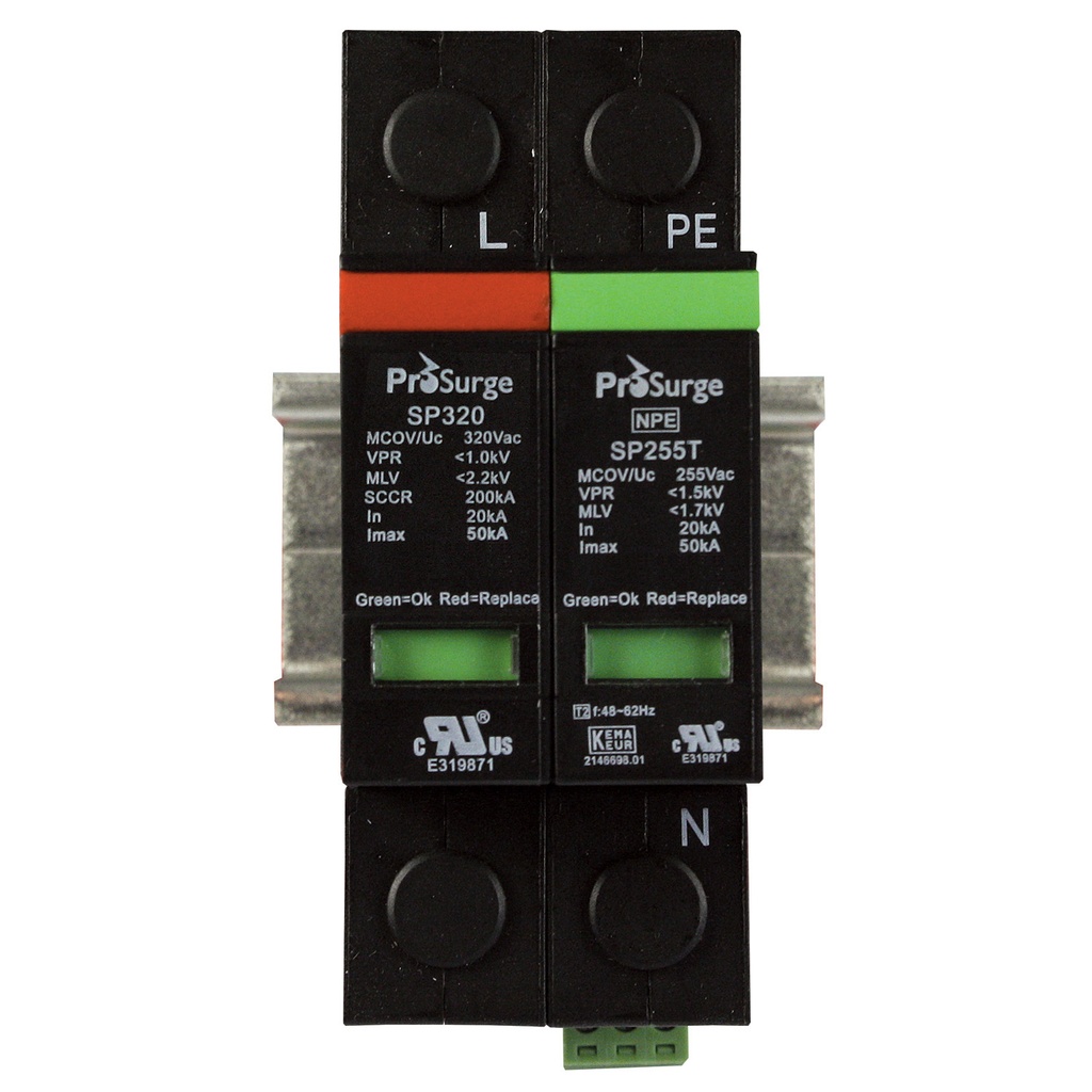 2 pole, including base and pluggable MOV and GDT surge protector ...